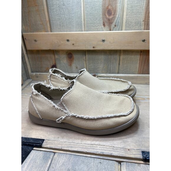 CROCS | Shoes | Us9 M9 Crocs Santa Cruz 128 Beige Loafers Frayed Canvas ...